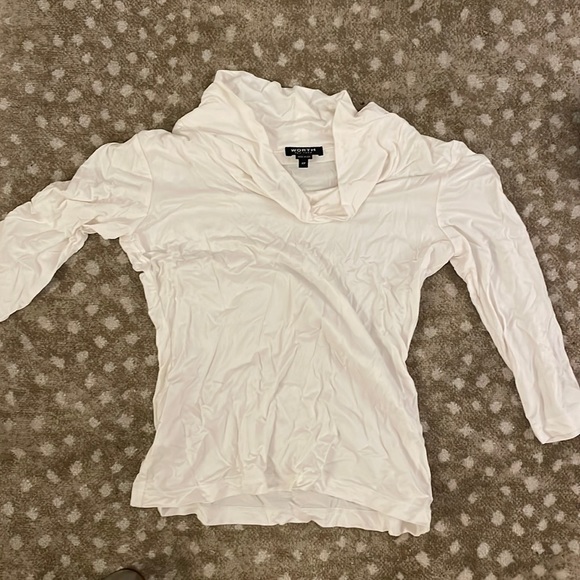Worth | Tops | Worth New York Cowlneck Stretchy White Top | Poshmark